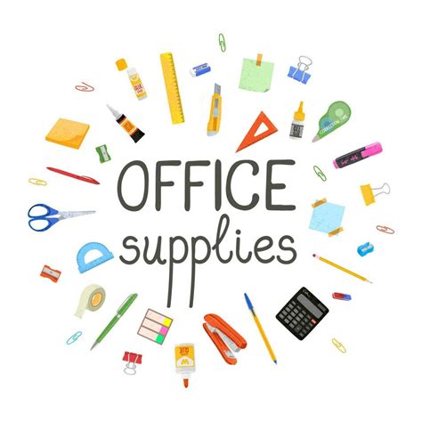 Vector Colorful Illustration Of Office Supplies 36333286 Vector Art At