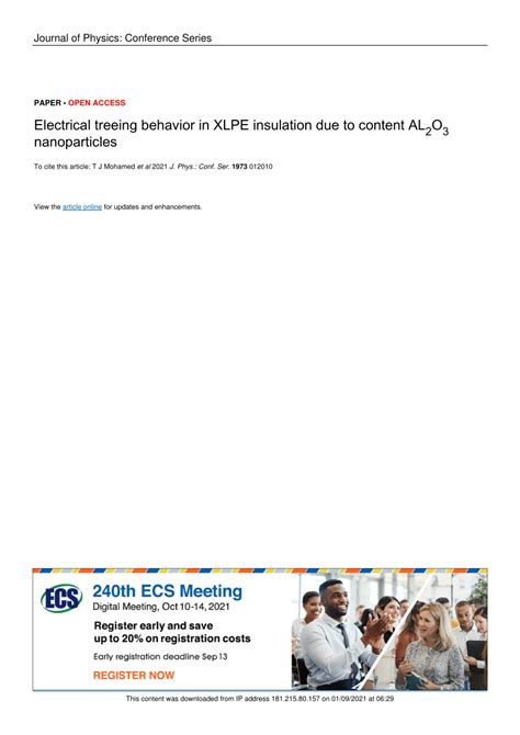 Pdf Electrical Treeing Behavior In Xlpe Insulation Due To Content Al 2 O 3 Nanoparticles