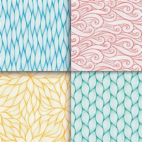 Premium Vector Abstract Wavy Lines Seamless Patterns Set Floral Organic Like Vector