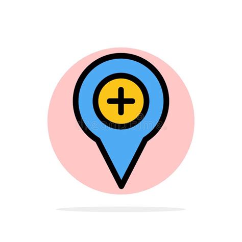 Location Map Navigation Pin Plus Abstract Circle Background Flat