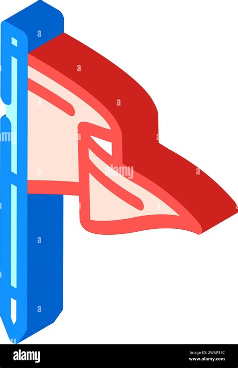 Flag Pointer Map Location Isometric Icon Vector Illustration Stock