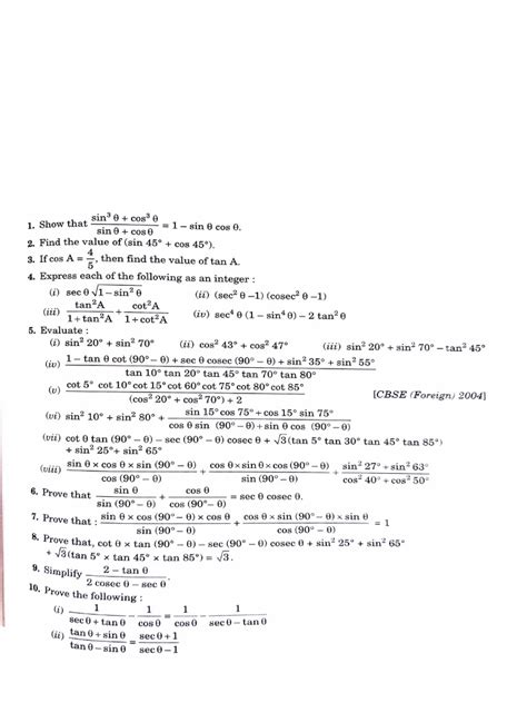 Trigonometry X Assignment 1 Pdf Trigonometric Functions Mathematical Relations