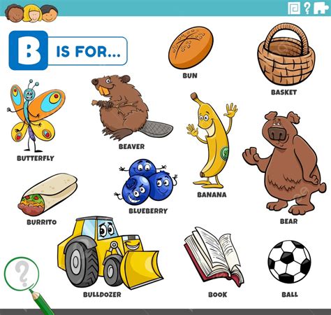 Educational Cartoon Illustration Of Comic Characters And Objects