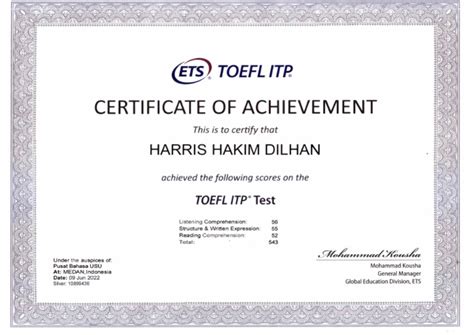 Sertifikat Toefl Contoh Pdf