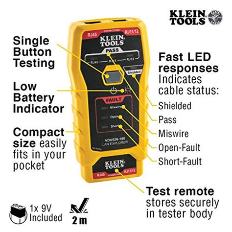 Klein Vdv526 100 Network Lan Cable Tester Vdv Tester Lan Explorer
