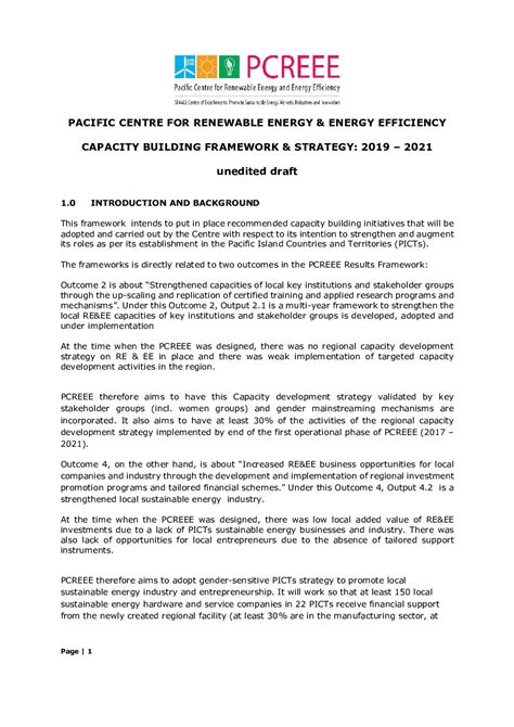 Pacific Centre For Renewable Energy And Energy Efficiency Capacity