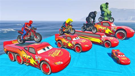 Spiderman Mcqueen Small And Long Ramp Challange Vs Venom Vs Hulk Vs