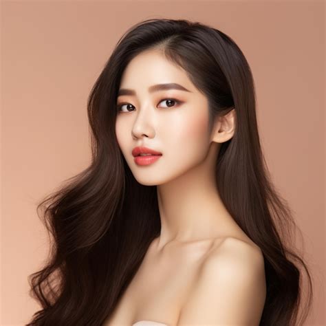 Premium Ai Image Young Asian Beauty Woman Model Long Hair With Korean