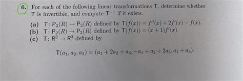 solved 6 for each of the following linear transformations