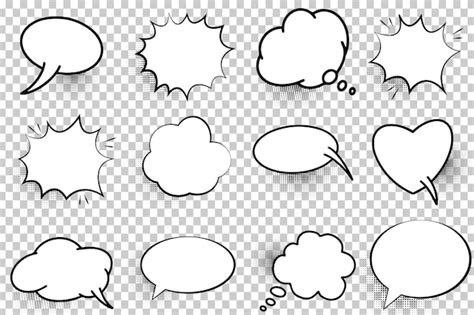 만화 연설 거품 세트 레트로 빈 만화 거품 스티커 벡터 일러스트 레이 션 프리미엄 벡터
