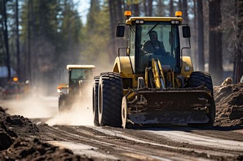 Premium Photo Road Grading Motor Grader In Action