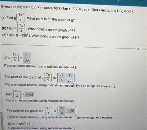 [answered] Given That F X Sin X G X Cos X H X Tan X F X Csc X G X Sec X