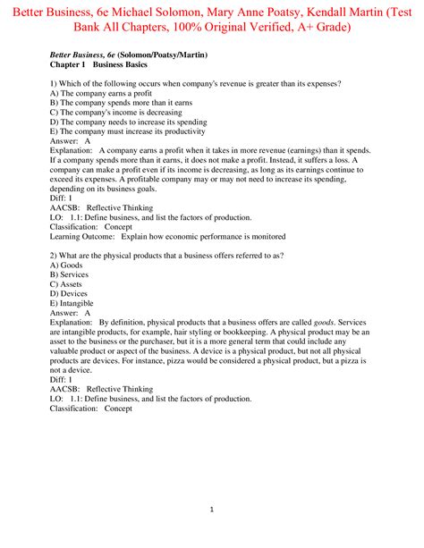 Test Bank For Better Business 6th Edition By Michael Solomon Mary Anne Poatsy Kendall Martin