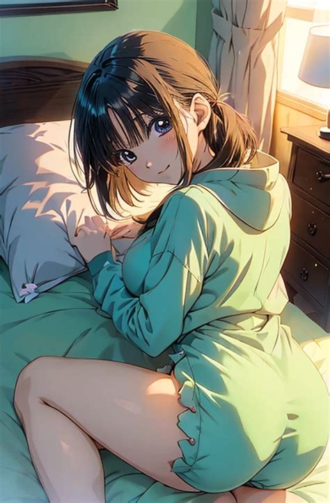 Anime Girl Lying On Bed With Her Ass Exposed Fascinating Anime Seaart Ai