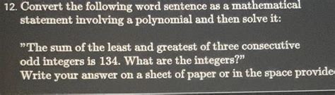 Answered 12 Convert The Following Word Sentence As A Mathematical