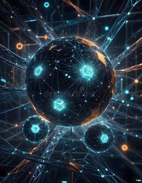3d Abstract Blockchain Network Concept Generative Ai Stock Illustration Illustration Of