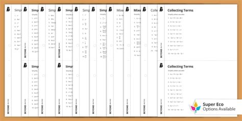 Addition And Subtraction Of Algebraic Expressions Worksheets