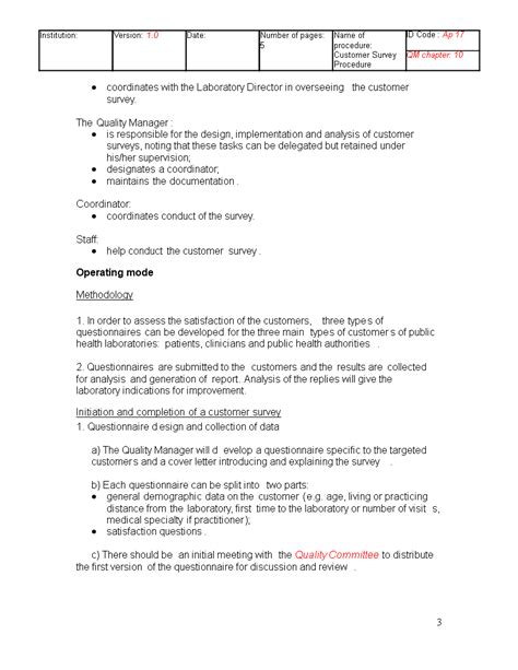 Customer Survey Sop Templates At