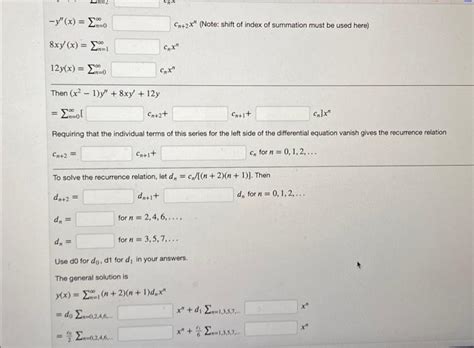 Solved Find The Recurrence Relation For The Coefficients Of