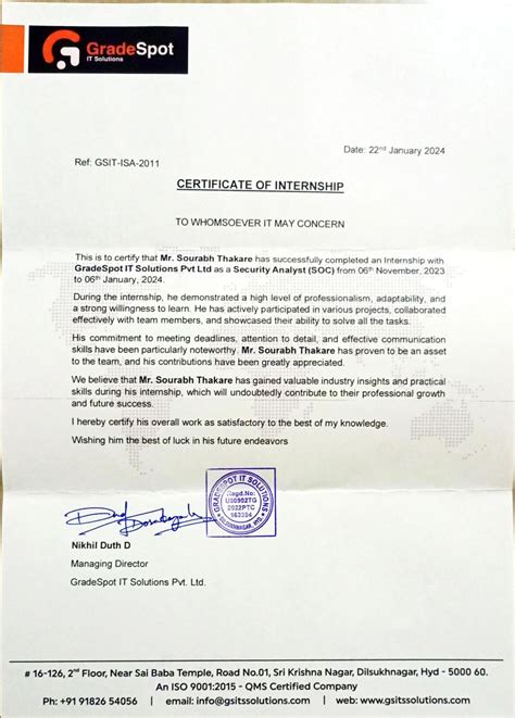 Sourabh Thakare On Linkedin Cybersecurity Internshipcompletion