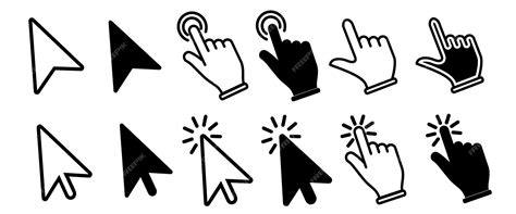 premium photo set of computer mouse click cursors with gray arrow