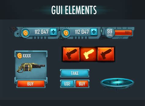 gui elements on behance game gui game ui design game ui
