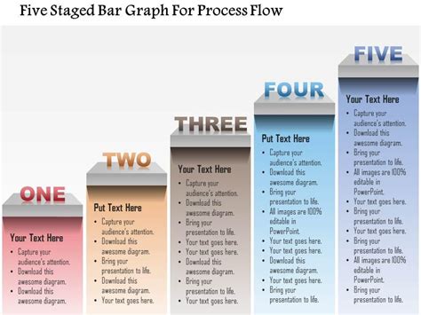 1214 Five Staged Bar Graph For Process Flow Powerpoint Template