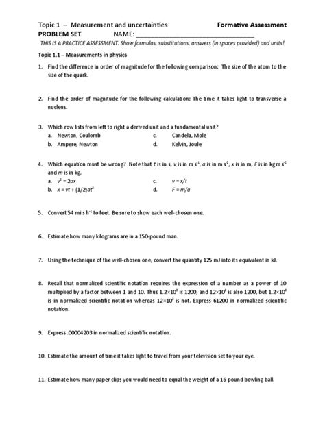 Topic 1 Problem Set 2016 Pdf Significant Figures Euclidean Vector