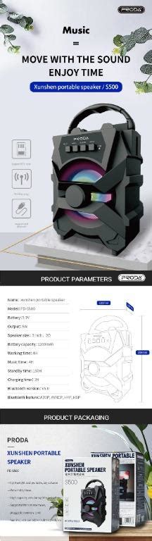 Proda Pd 500 Xunshen Portable Bluetooth V50 Wireless Speaker Audio