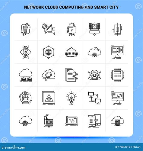 Outline 25 Network Cloud Computing And Smart City Icon Set Vector Line Style Design Black Icons