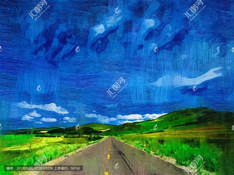 通向远方的路 电脑油画 自然风景 设计素材 设计模板 汇图网www huitu