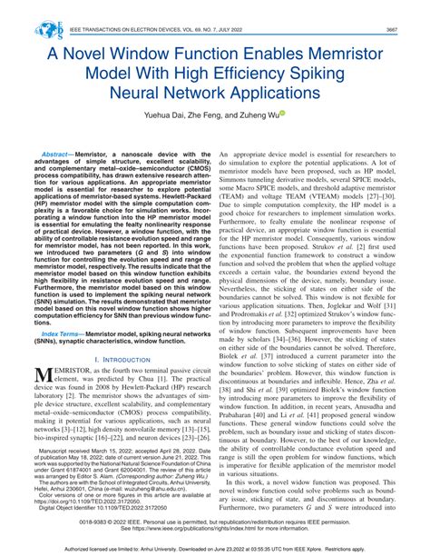 Pdf A Novel Window Function Enables Memristor Model With High