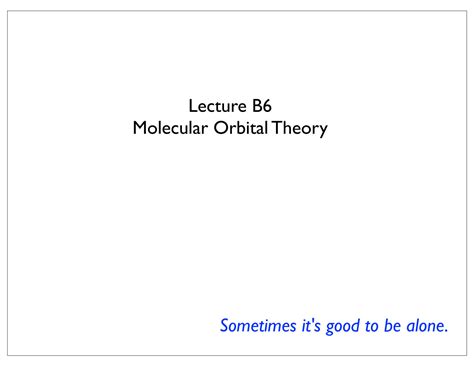 Solution Lecture Notes For Molecular Orbital Theory Studypool