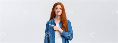 Awkward And Nervous Cute Timid Redhead Teenage Girl Having Fear Or