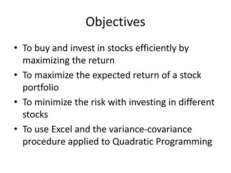 Ppt Quadratic Portfolio Management Variance Covariance Analysis Powerpoint Presentation Id