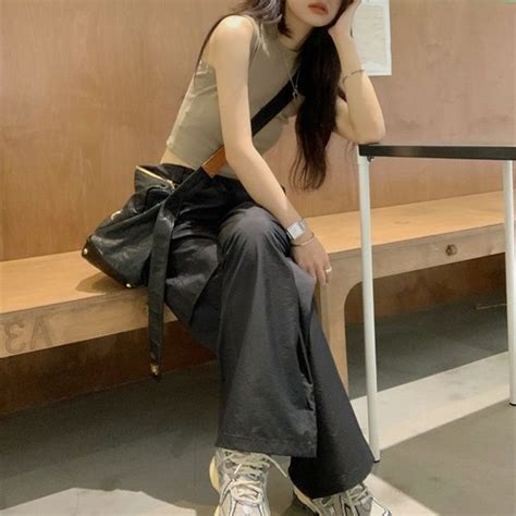 린다걸 코디세트라운드넥 슬림 슬리브리스와이드 포켓 팬츠 세트 셋업룩 데이트룩 코디룩