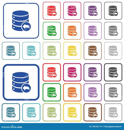 Database Transaction Rollback Outlined Flat Color Icons Stock Vector Illustration Of Multi