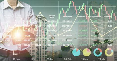 Stock Index Financial Data With Graph Chart Candlesticks And Number