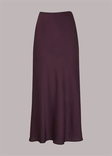 Aubergine Satin Bias Cut Skirt Whistles Whistles Row