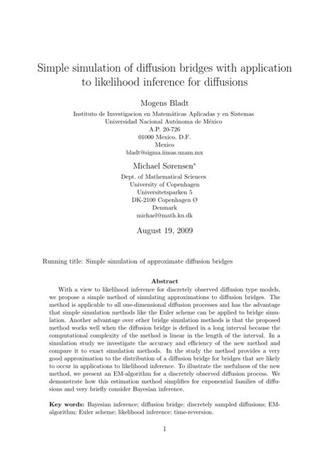 pdf simple simulation of diffusion bridges with application to