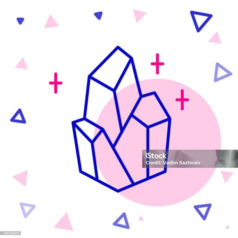 흰색 배경에 격리 된 라인 매직 스톤 아이콘 판타지 크리스탈 게임을위한 보석 보석 다채로운 개요 개념 벡터 파란색에 대한 스톡 벡터 아트 및 기타 이미지 Istock