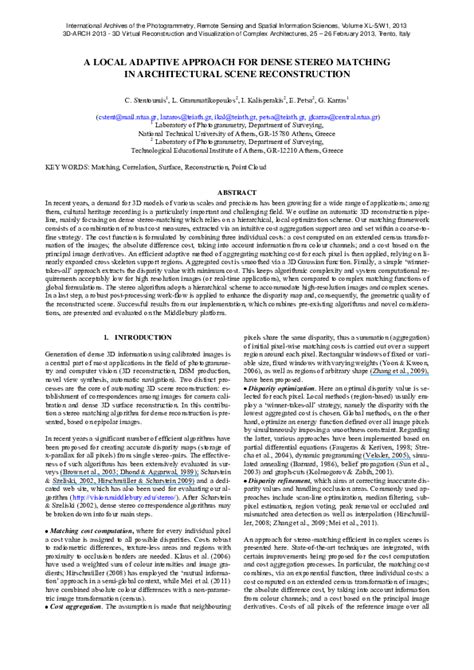 Pdf A Local Adaptive Approach For Dense Stereo Matching In Architectural Scene Reconstruction