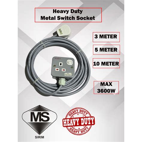 Maxvi Heavy Duty Metal Clad 13a Switch Socket Power Extension Trailing