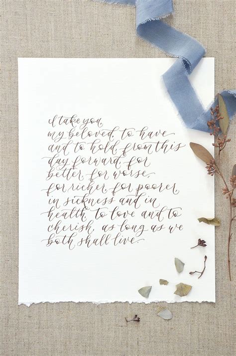 Traditional Wedding Vows Calligraphy Vow Art For Wedding Keepsake