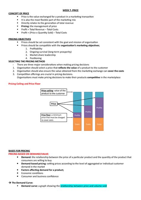 WEEK 7 Price DONE Tutorial Notes WEEK 7 PRICE CONCEPT OF PRICE Studocu