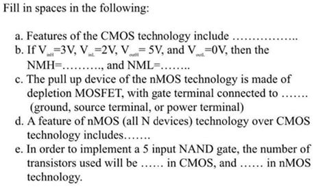 Solved A Features Of The CMOS Technology Include B If Chegg
