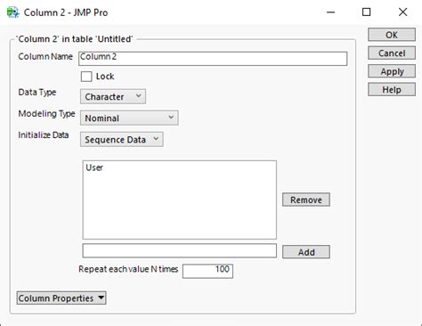 Fill Data Table Columns With Sequential Data Jmp User Community