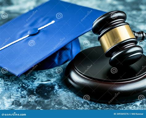 Blue Graduation Cap And Gavel Law School High Quality Image Stock