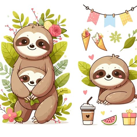 Cute Sloth Vectors And Illustrations For Free Download Freepik