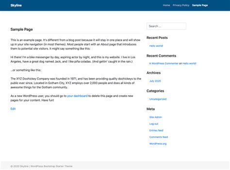 Github Vincentnel80skyline Bootstrap Starter A Lightweight Wordpress Starter Theme Based On